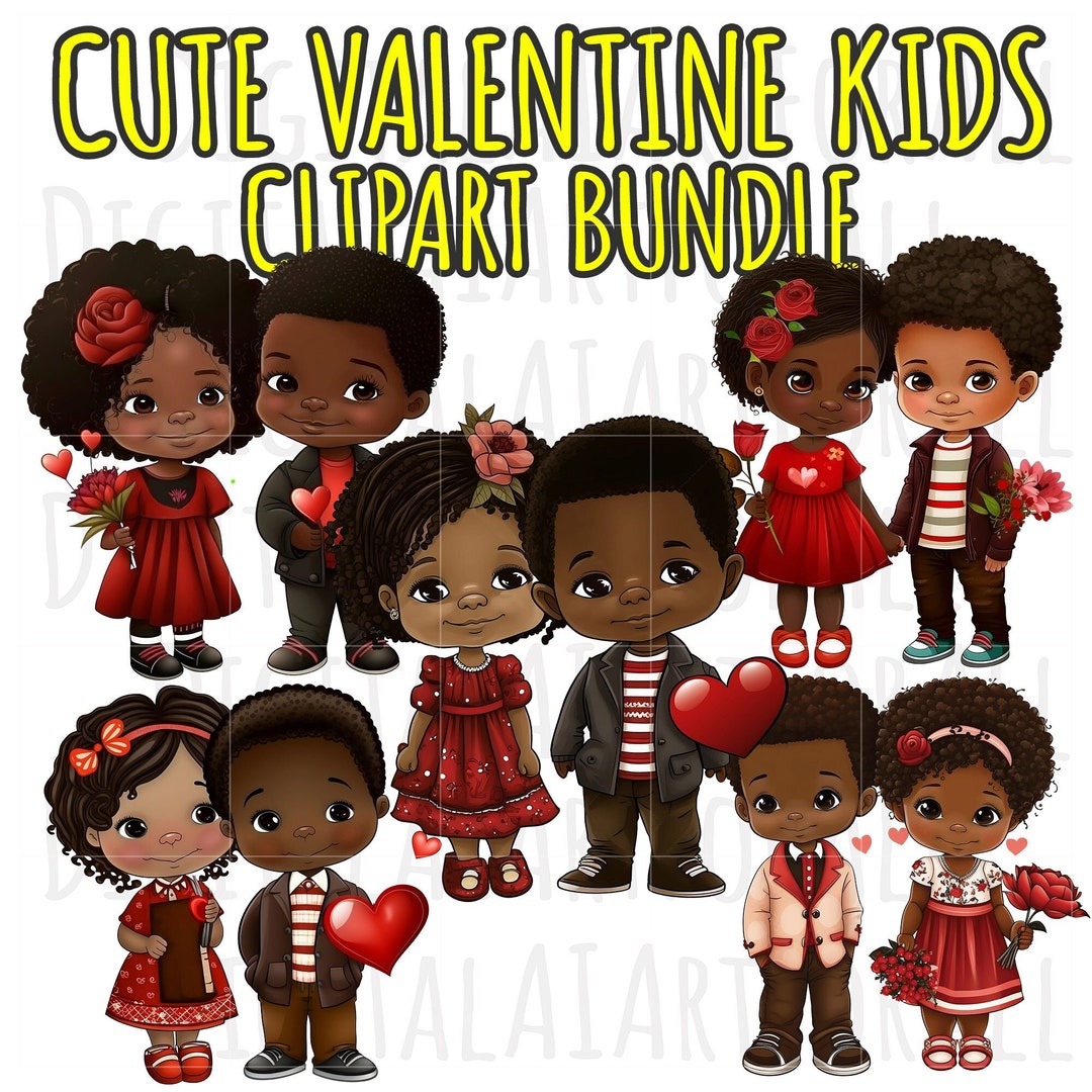 Bundle of 5 Cute Valentine's Day Kids Images, Love, Friendship, Instant ...