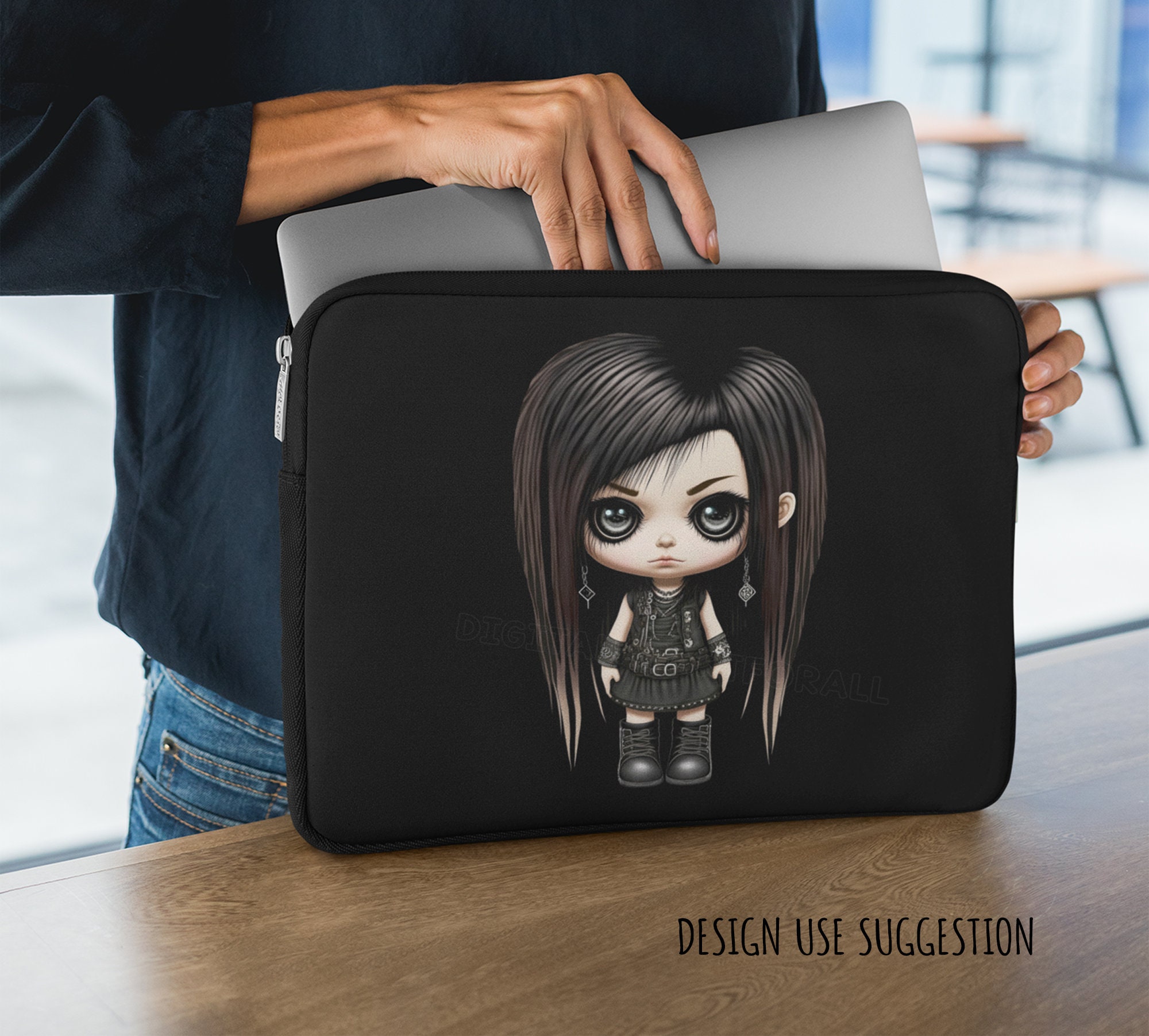 Goth Chibi Girl Instant Download, Digital Graphics, Sublimation ...