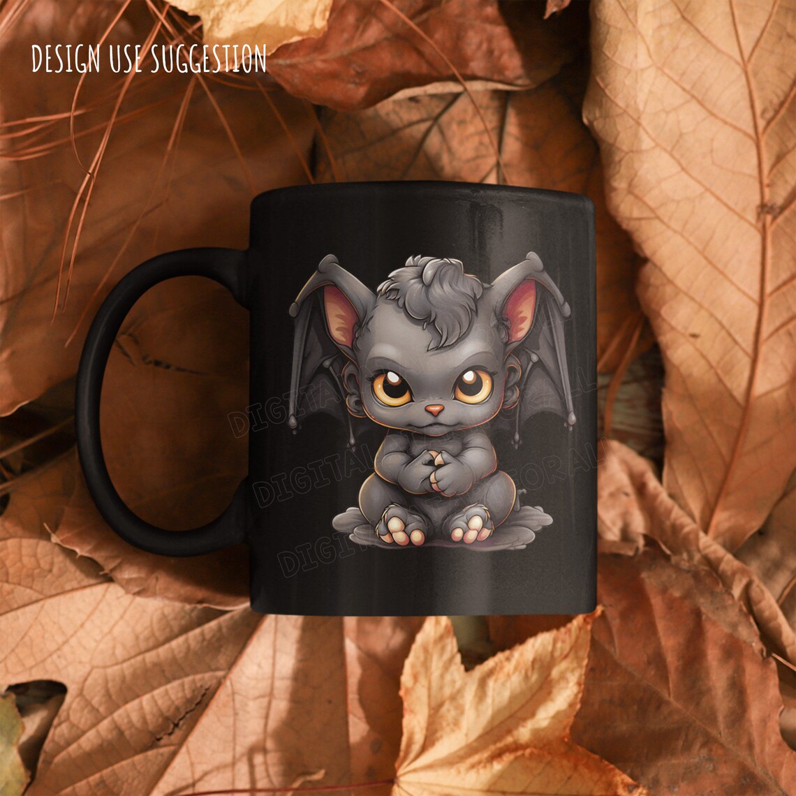 Winged Baby Cat Gargoyle | Instant Download, Digital Graphics, Dtg ...