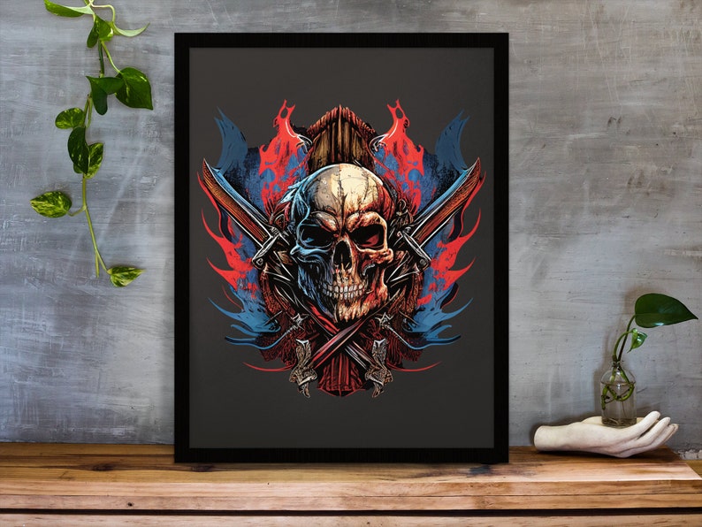 Pirate Skull, Human Skull With Swords, Instant Download, Digital ...