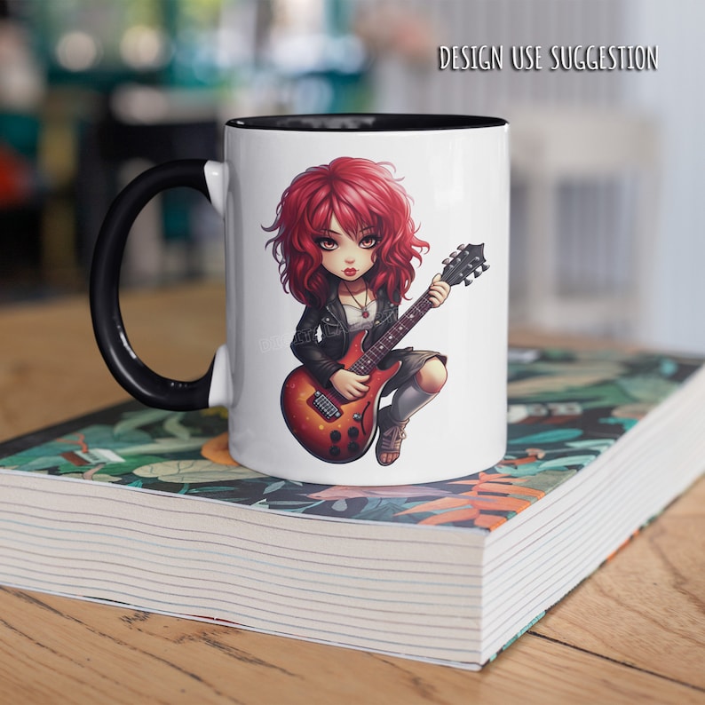 Punk Rock Chibi Goth Girl Rocker Art, Instant Download Digital Graphics ...