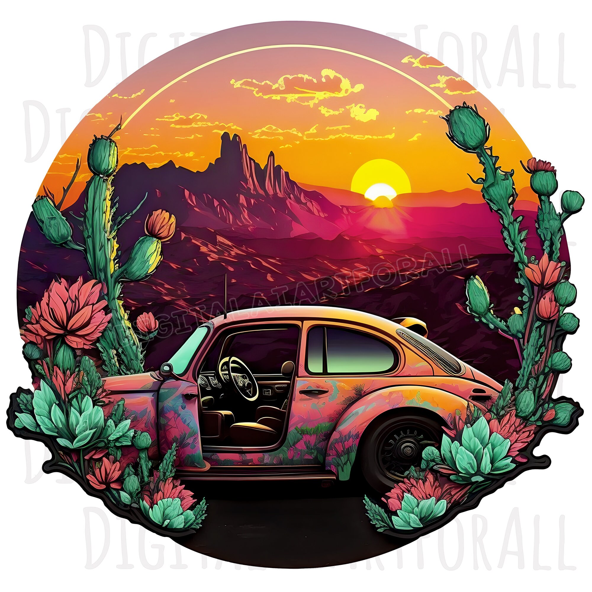 Boho Desert Sunset | Instant Download, Digital Graphics, Sublimation ...