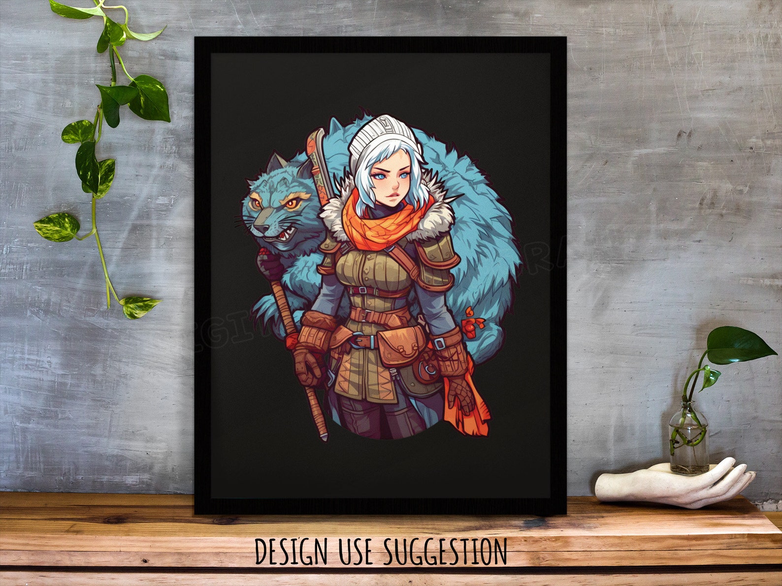 Clipart Female Monster Hunter Cartoon | Instant Download Digital ...
