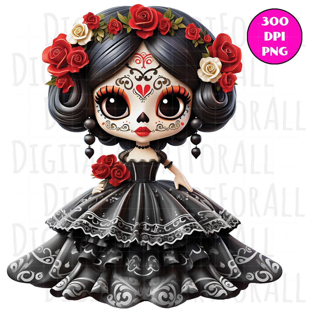 Chibi Clipart Sugar Skull PNG Instant Download Digital Graphics ...