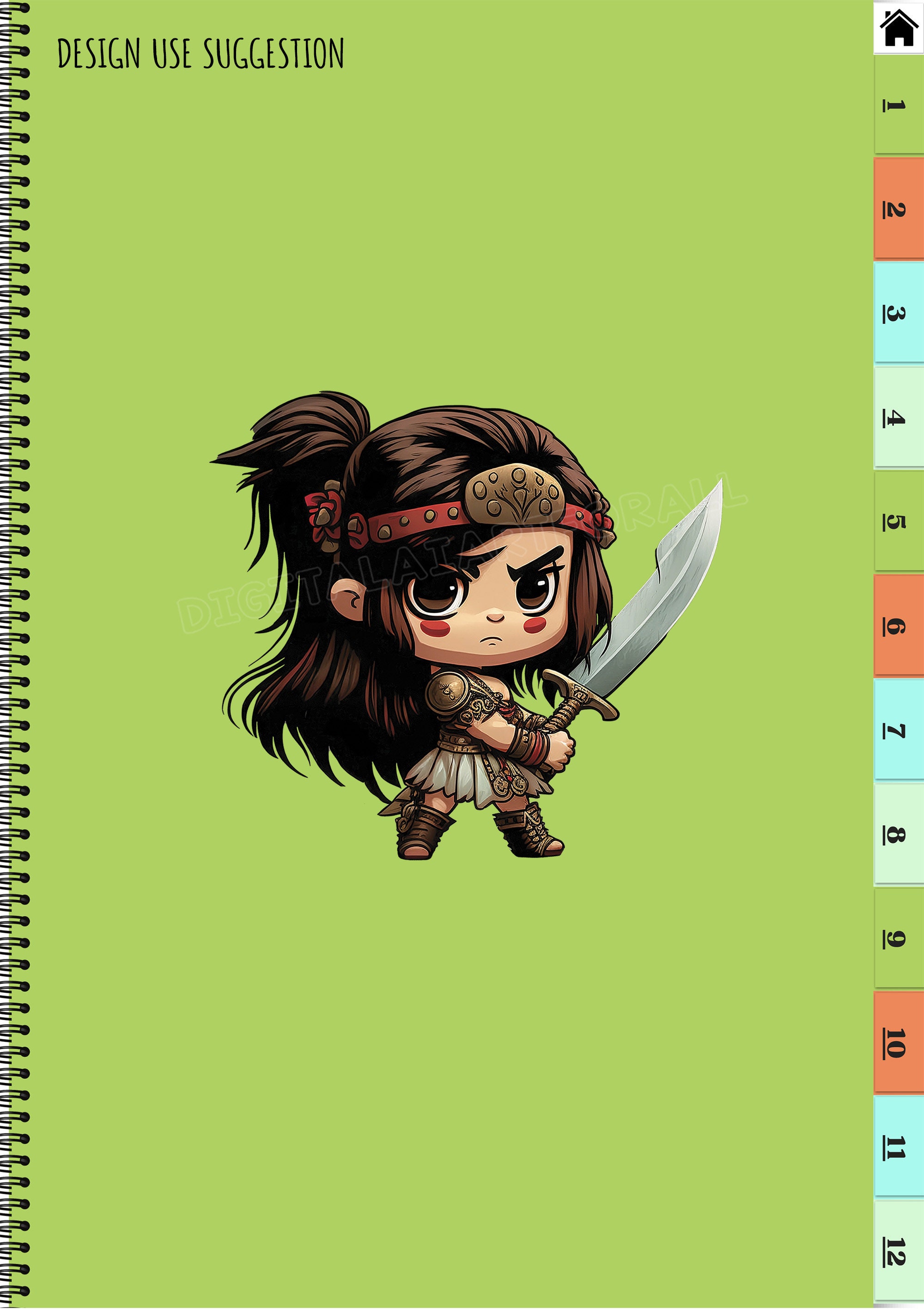 Fierce Chibi Girl Warrior | Instant Download Digital Graphics ...