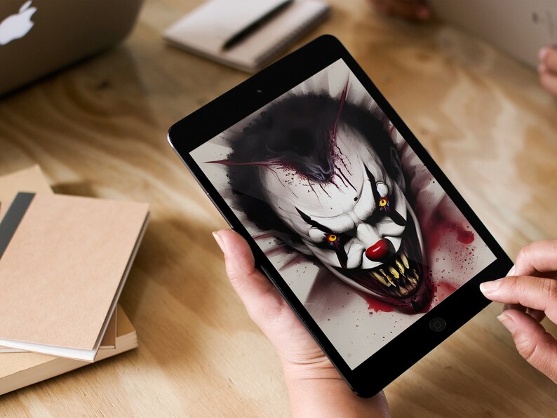 Scary Evil Clown - Printable Poster, Instant Download Digital Artwork ...