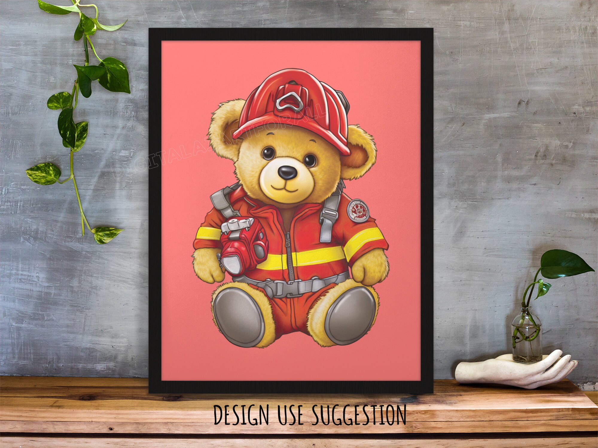 First Responder/fireman Teddy Bear | Instant Download, Digital Graphics ...