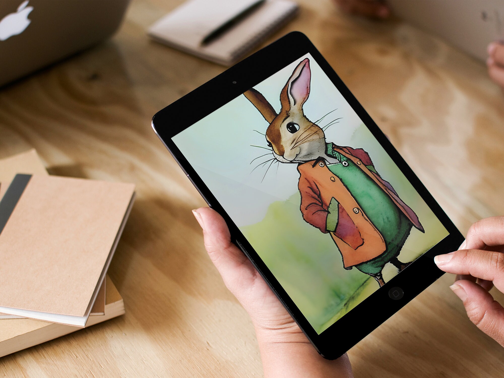 Fairytale Bunny Rabbit Drawing - Printable Poster, Instant Download ...