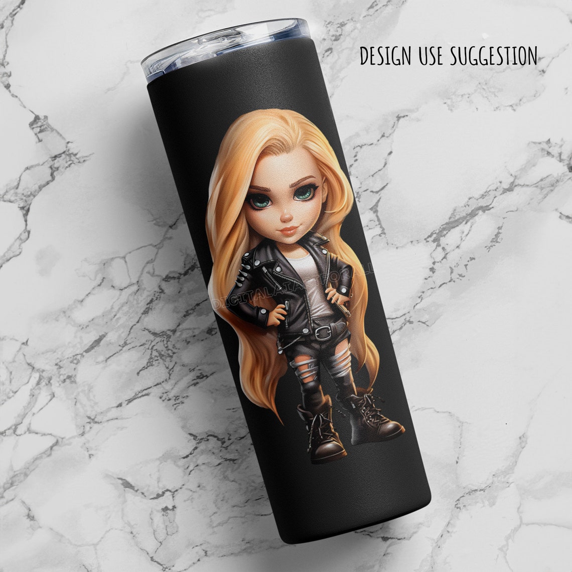 Chibi Punk Girl in Black Leather Instant Download Digital - Etsy