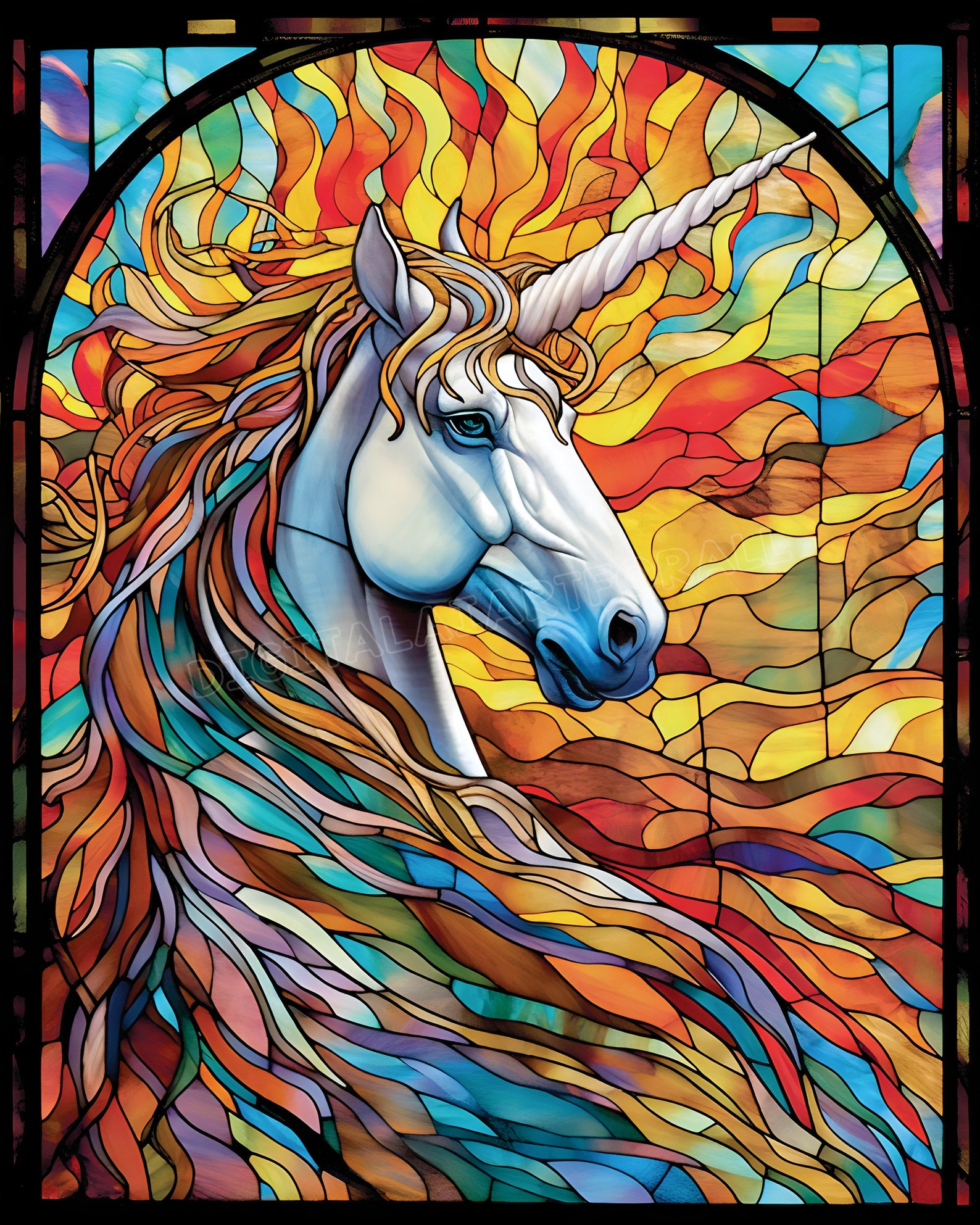Stained Glass Unicorn Design | Instant Download, Digital Graphics ...