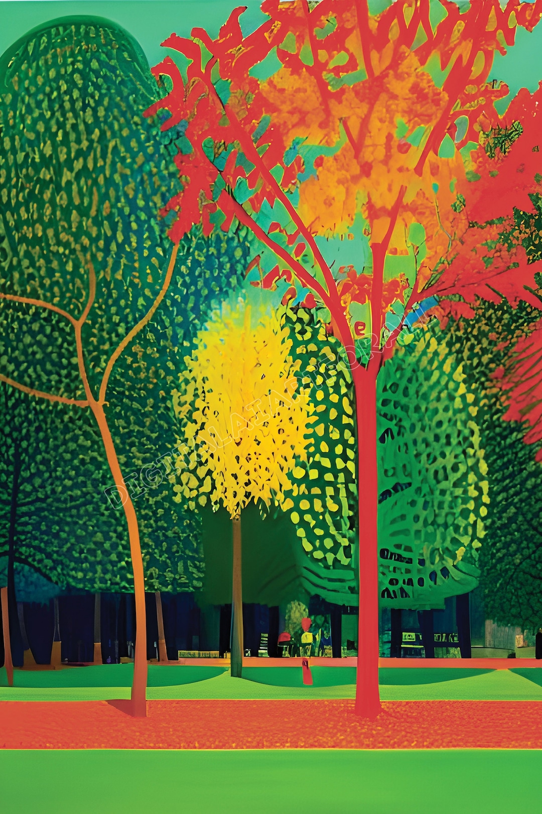 Fall Forest Scene - Printable Poster, Instant Digital Art Print ...