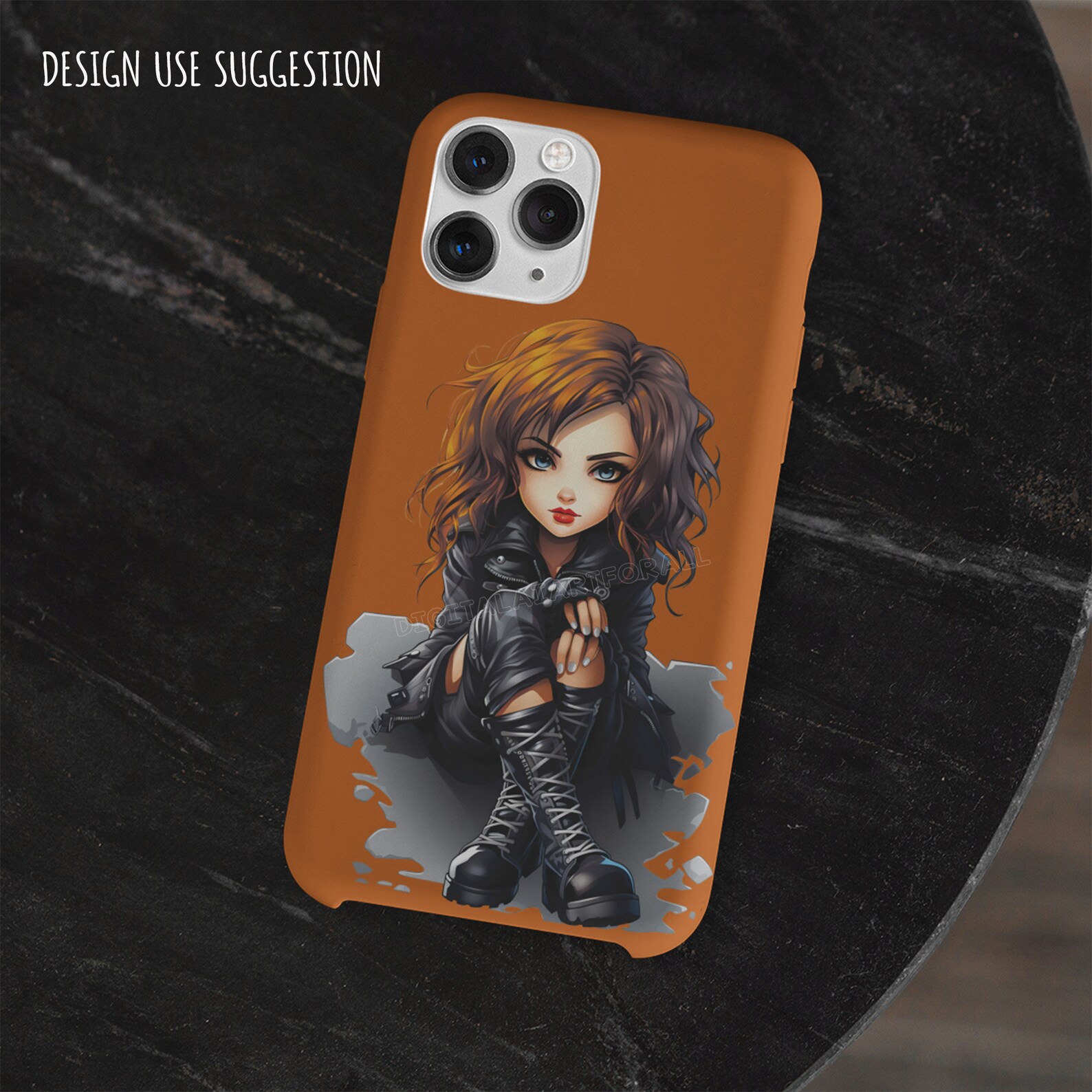 Punk Rock Chibi Goth Girl Art, Instant Download Digital Graphics ...