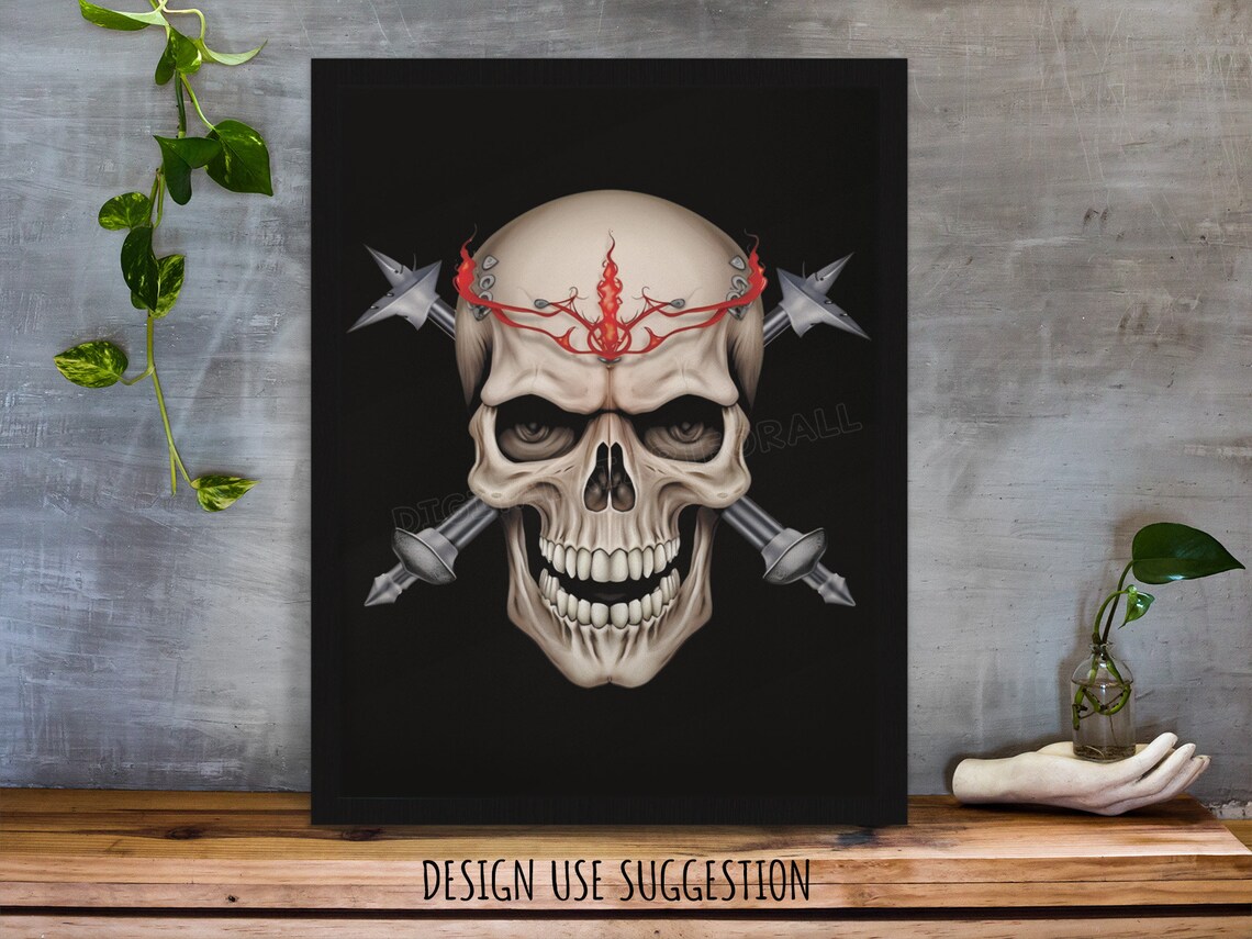 Pirate King Skull, Human Skull Swords, Instant Download, Digital ...
