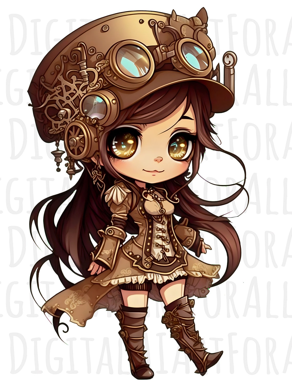 Chibi Girl Steampunk Instant Download Digital Graphics - Etsy