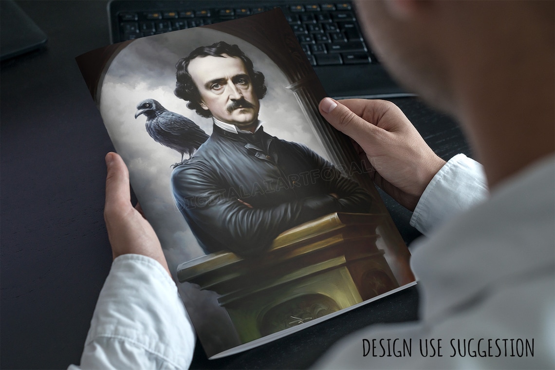 Edgar Allen Poe & Raven Printable Poster, Instant Download Digital ...