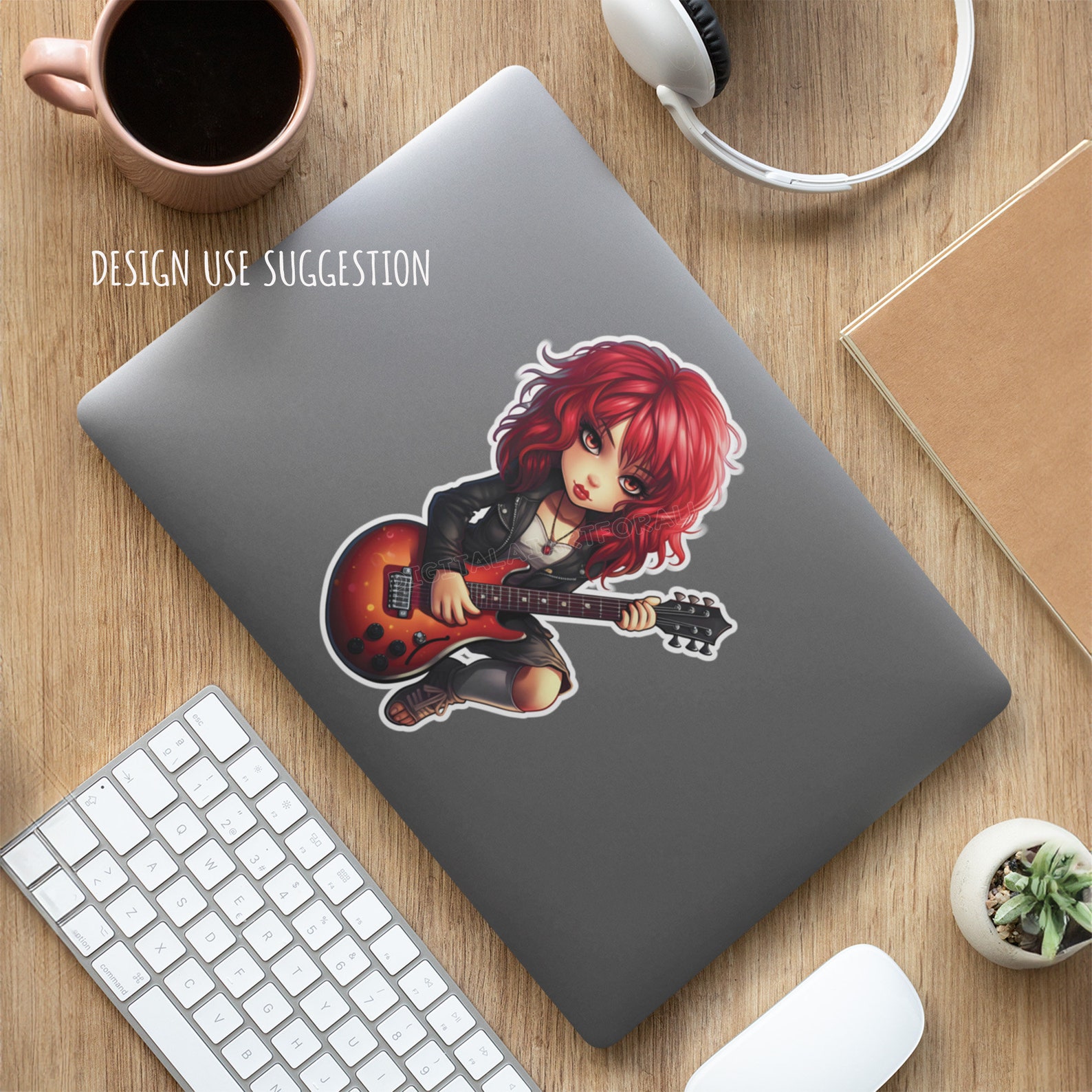 Punk Rock Chibi Goth Girl Rocker Art, Instant Download Digital Graphics ...