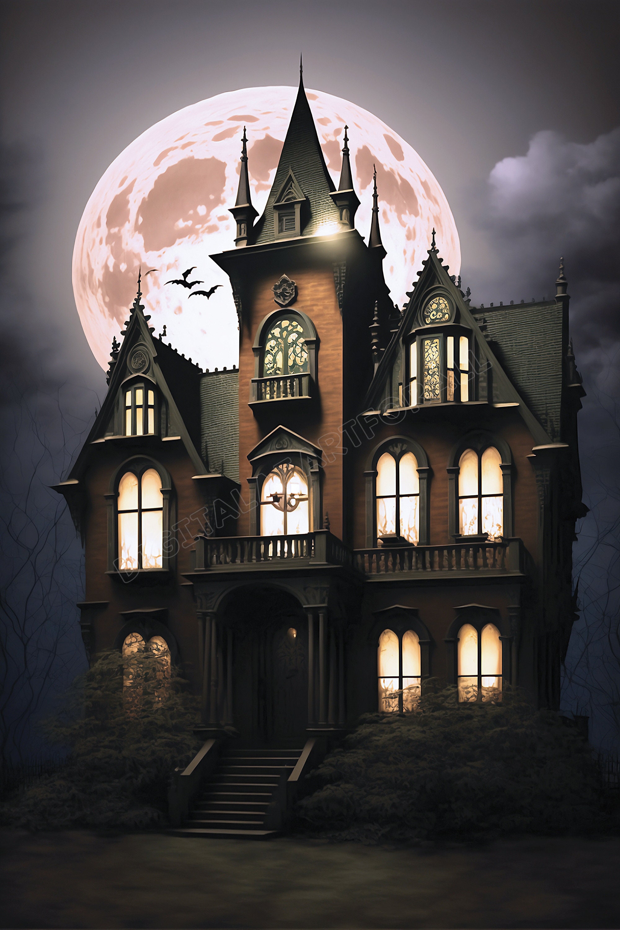 Gothic Haunted House - Printable Poster, Instant Download Digital ...