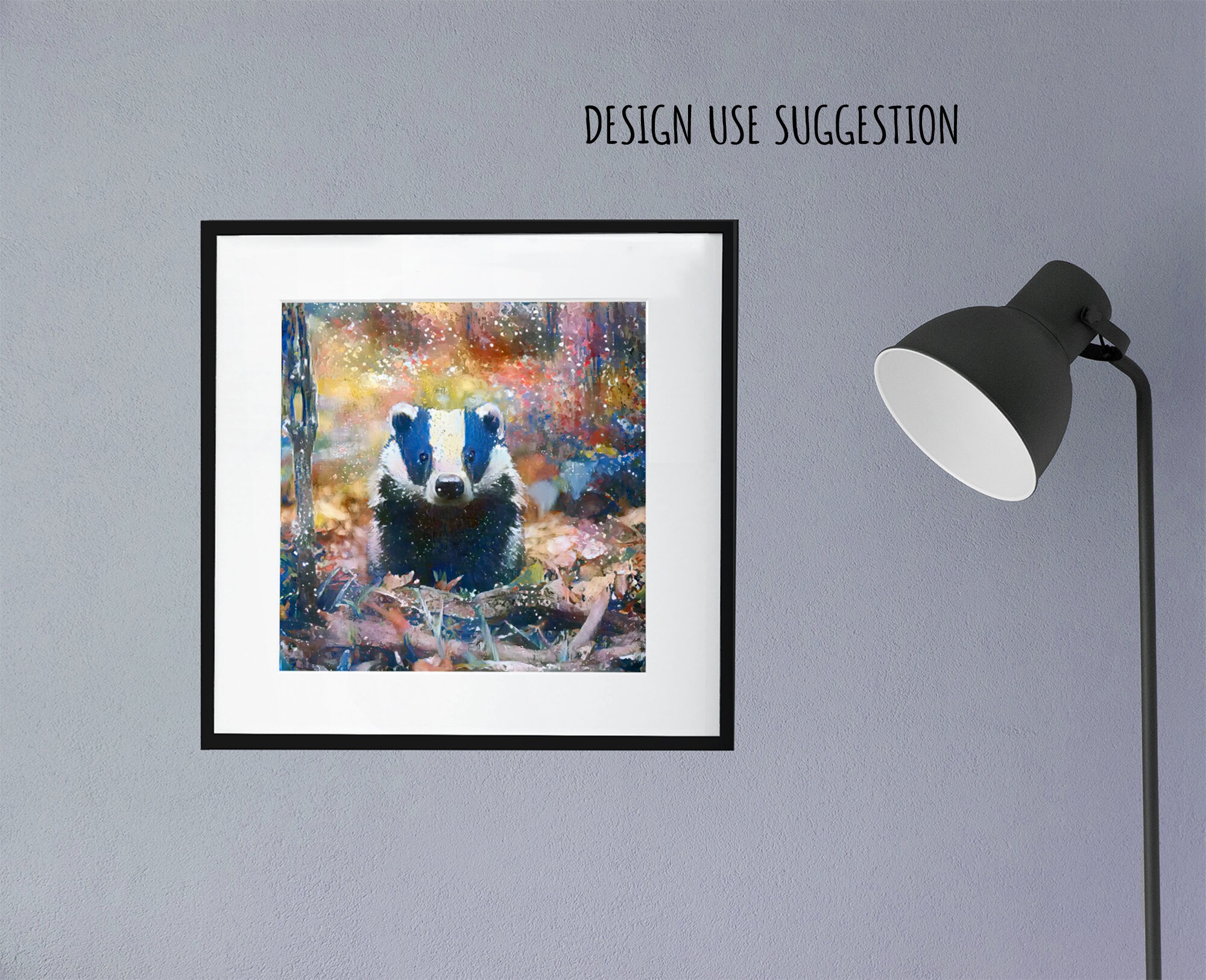 Badger in a Rainbow Forest - Printable Poster, Instant Digital Artwork ...