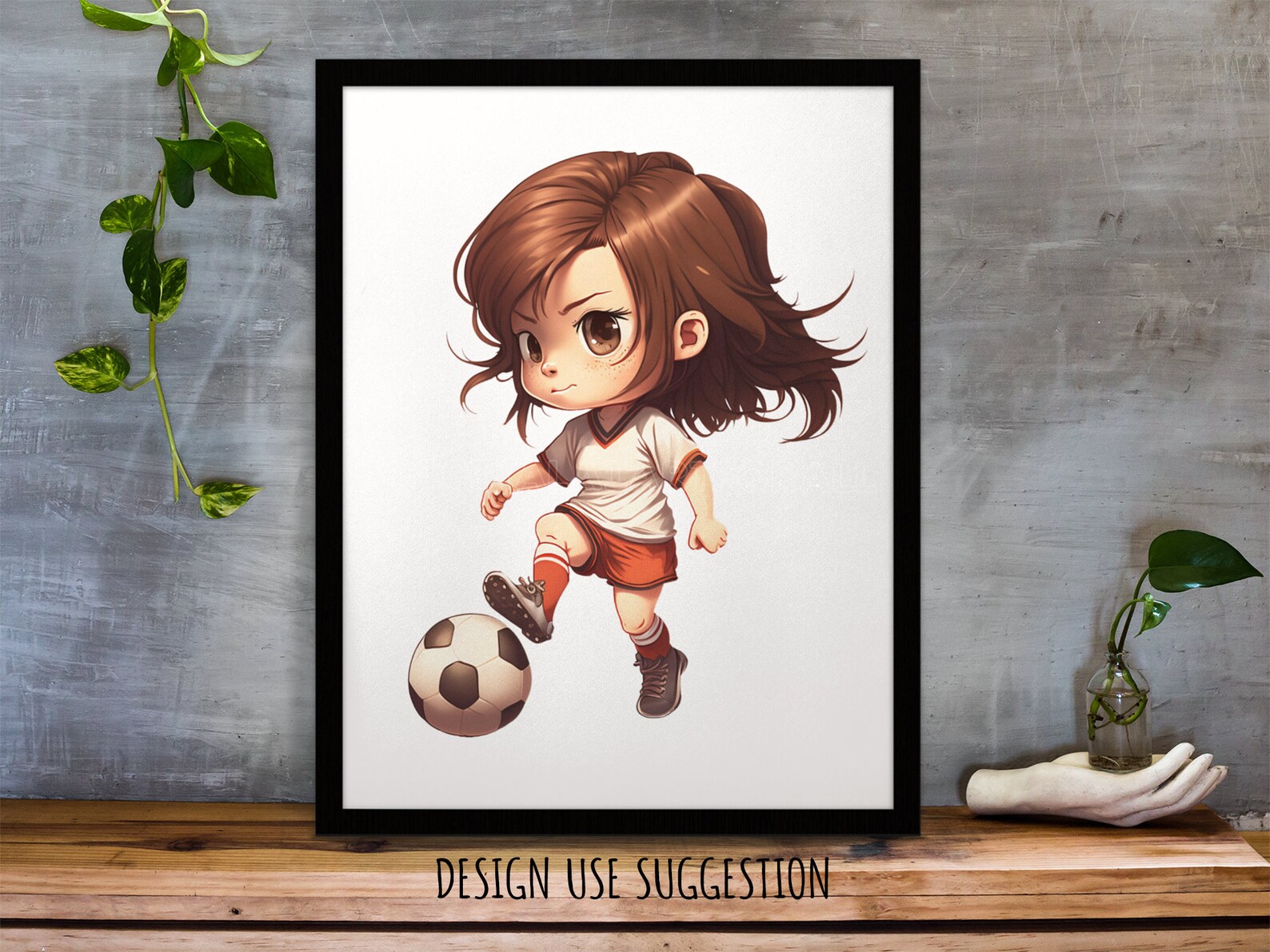 Chibi Girl Soccer Player | Instant Download Digital Graphics ...