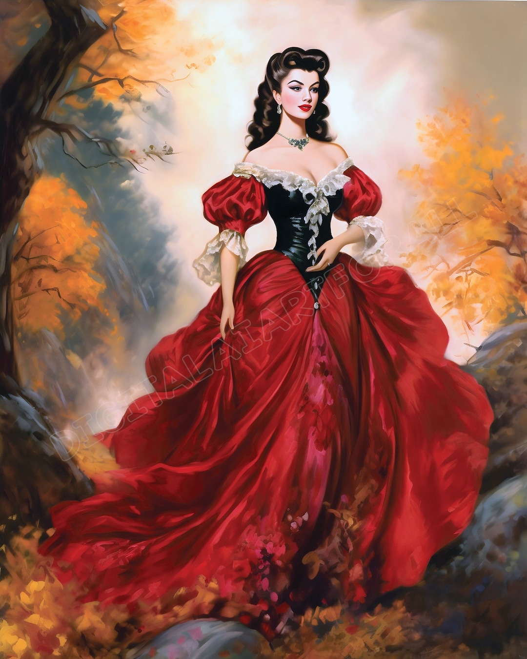 1800s Woman in Ball Gown | Instant Download, Digital Graphics ...