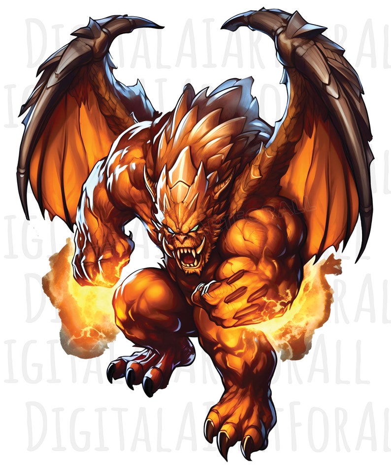 Mythical Demon From Hell | Instant Download, Digital Graphics, Dtg ...