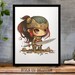 Fierce Chibi Girl Warrior | Instant Download Digital Graphics ...