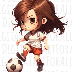 Chibi Girl Soccer Player | Instant Download Digital Graphics ...