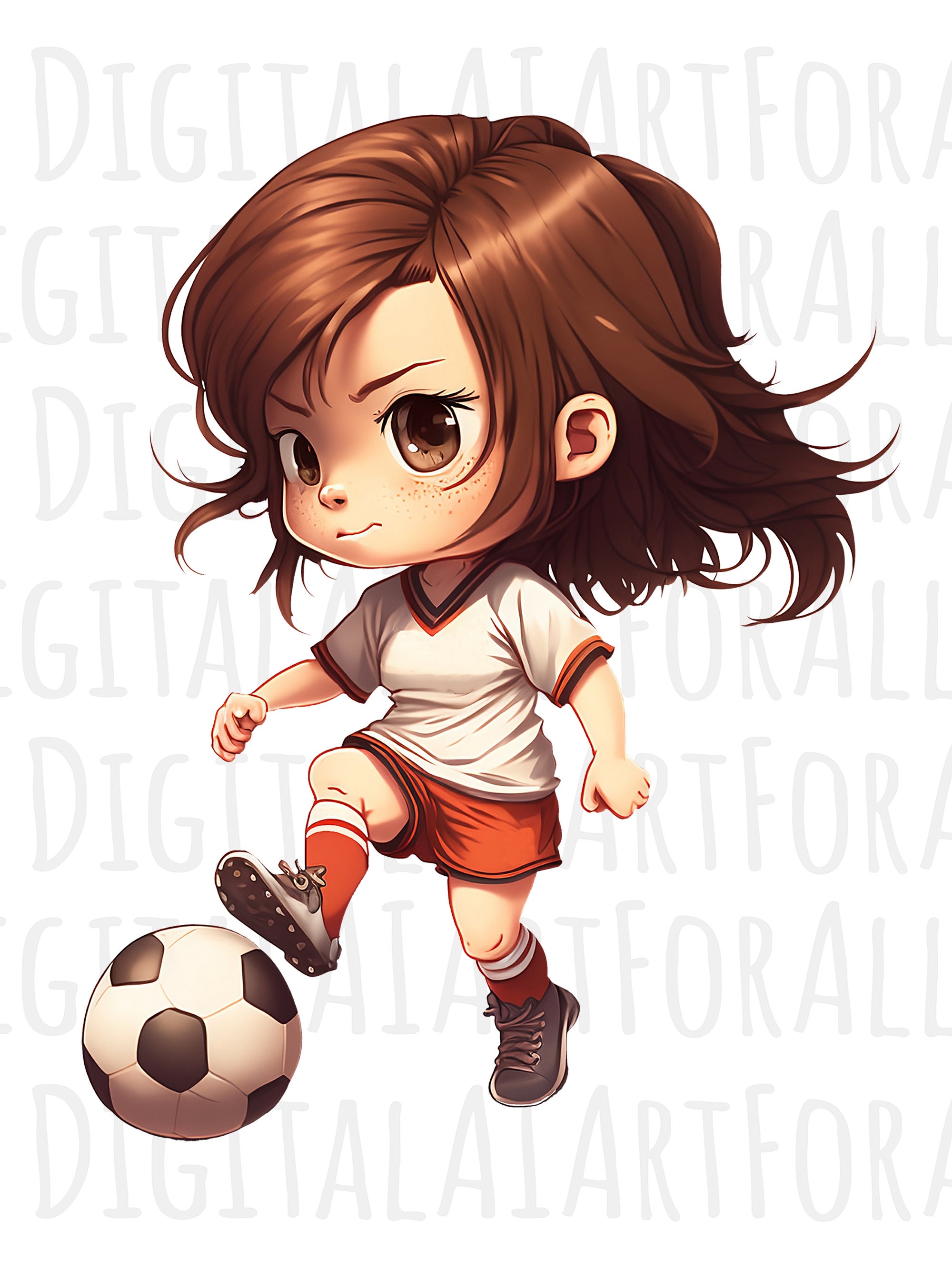Chibi Girl Soccer Player | Instant Download Digital Graphics ...