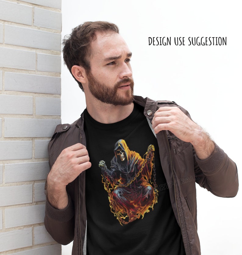 Grim Reaper Skull Chained, Instant Download, Digital Graphics, Dtg ...