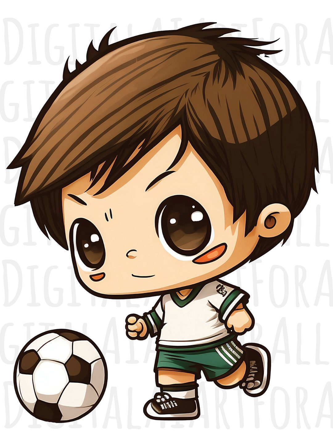 Chibi Boy Soccer Player | Instant Download Digital Graphics ...