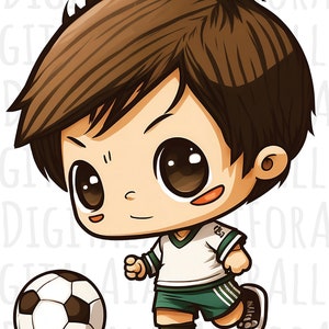 Chibi Boy Soccer Player | Instant Download Digital Graphics ...