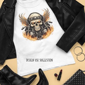 Outlaw Biker Skull, Flaming Wings, Instant Download, Digital Graphics ...