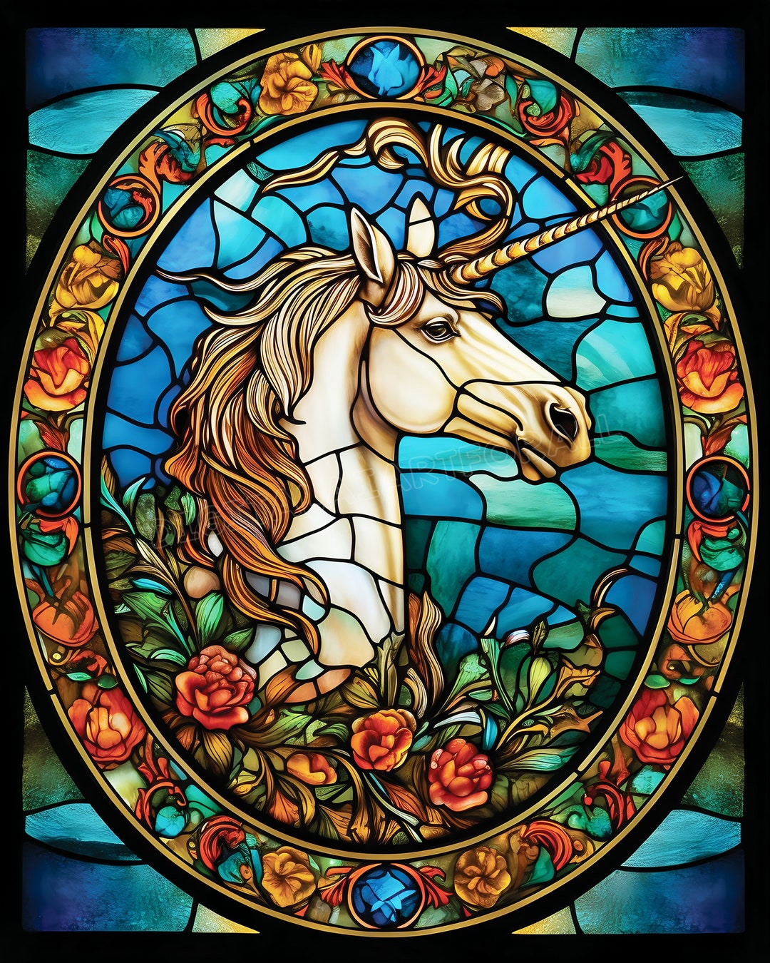 Stained Glass Unicorn Design | Instant Download, Digital Graphics ...