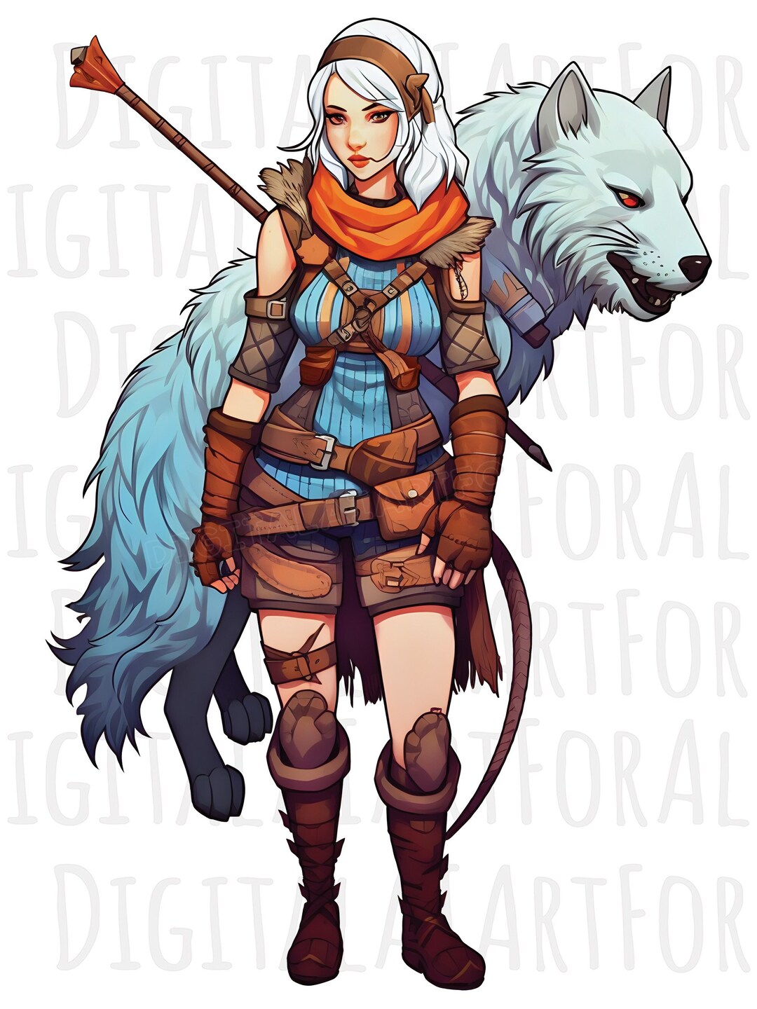 Clipart Female Monster Hunter Cartoon | Instant Download Digital ...