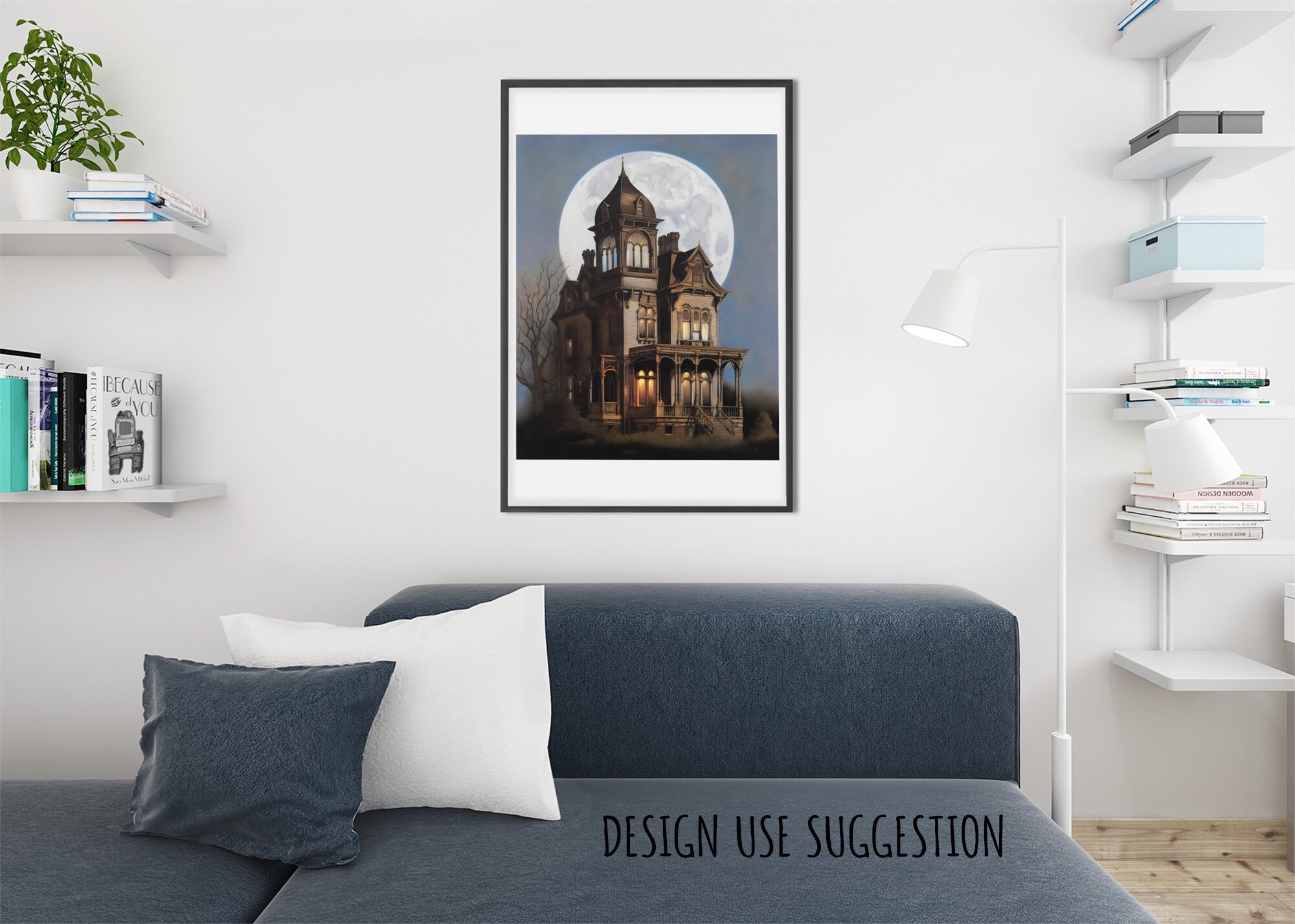 Gothic Moonlit Haunted House - Printable Poster, Instant Download ...