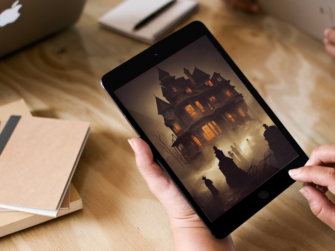 Gothic Haunted House Cemetery Spooky Printable Poster, Instant Digital ...