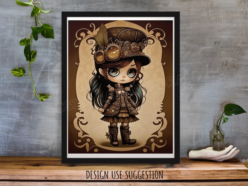Chibi Girl Steampunk Instant Download, Digital Graphics, Sublimation ...