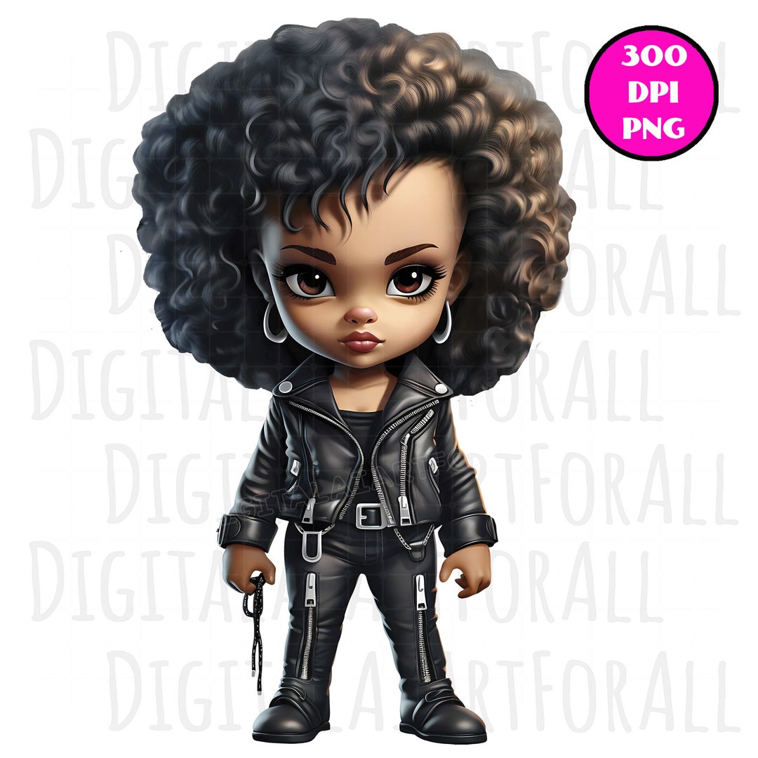 Chibi Punk Girl in Black Leather Instant Download Digital Graphics ...