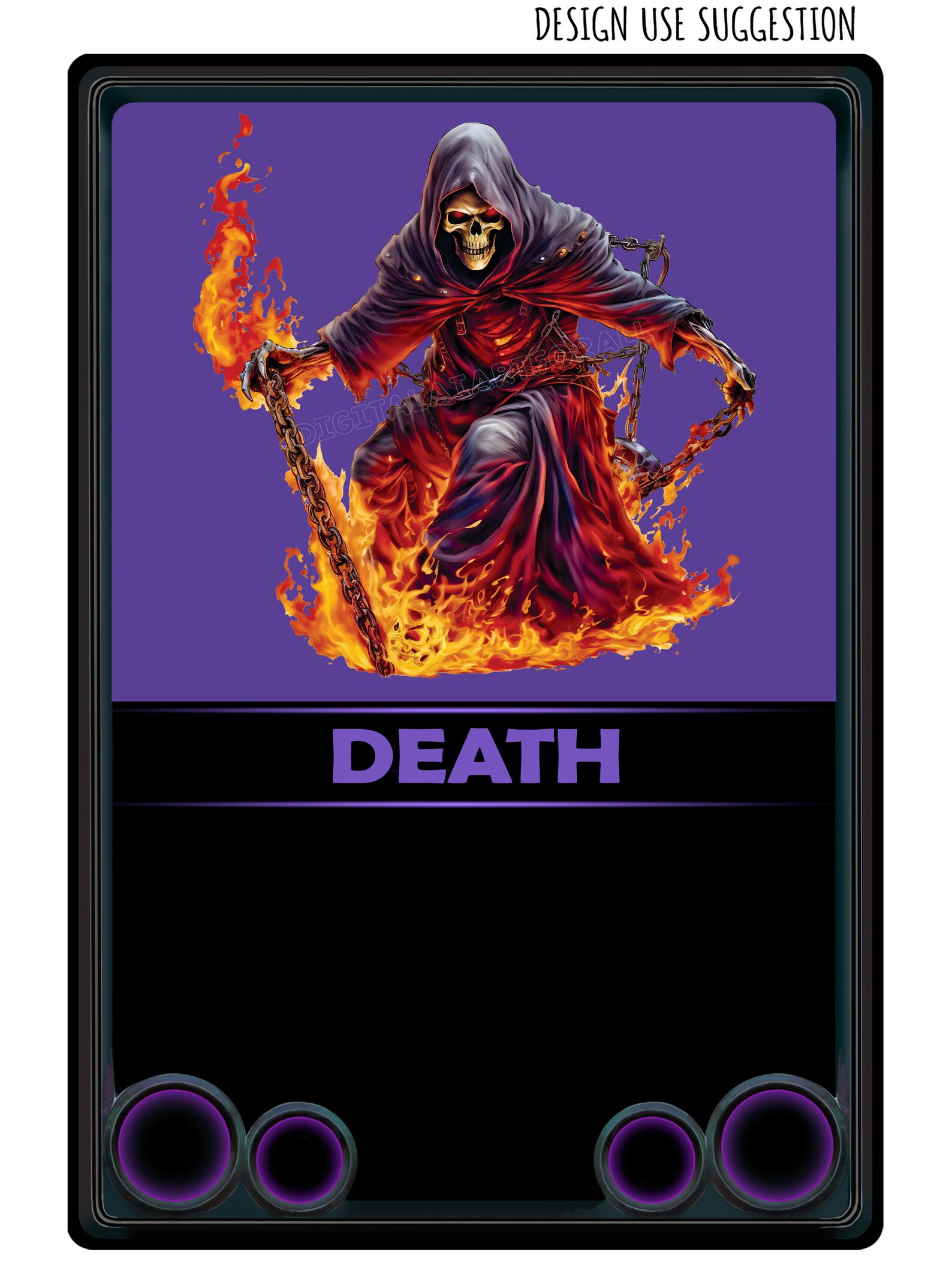 Grim Reaper Skull Chained in Flames, Instant Download, Digital Graphics ...