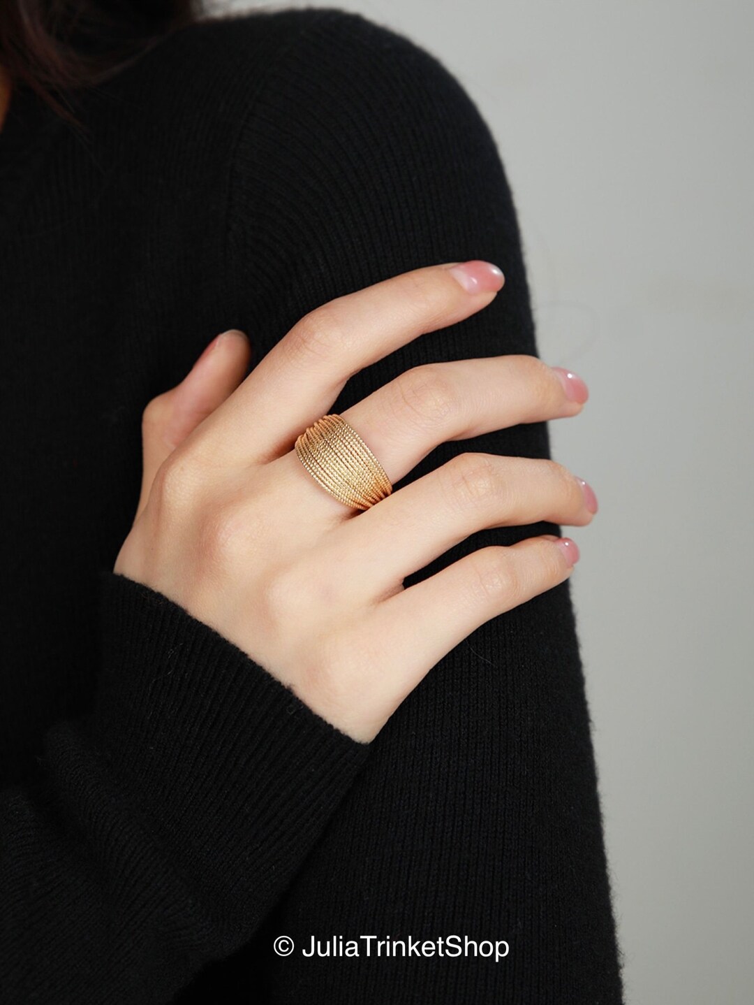 Waterproof Gold Thick Band Ringadjustable Non Tarnish - Etsy