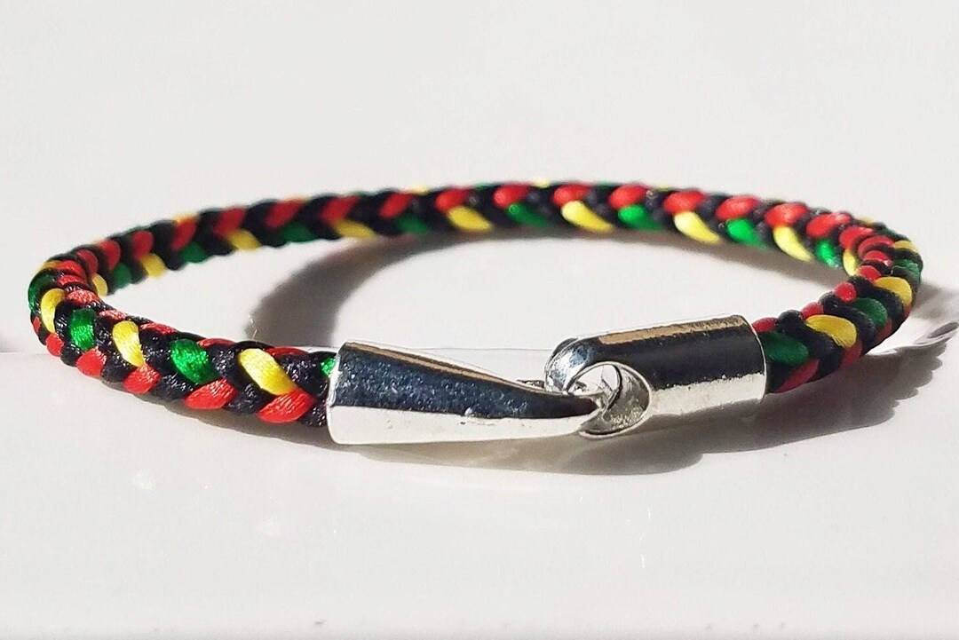 Juneteenth Celebration Bracelet, Hand-woven Satin Thread in Black Lives ...