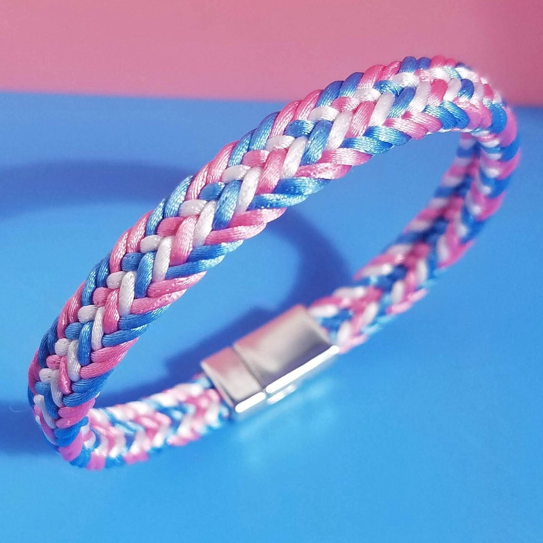 Transgender Pride Bracelet: Woven Satin in LGBTQ Flag Colors With ...