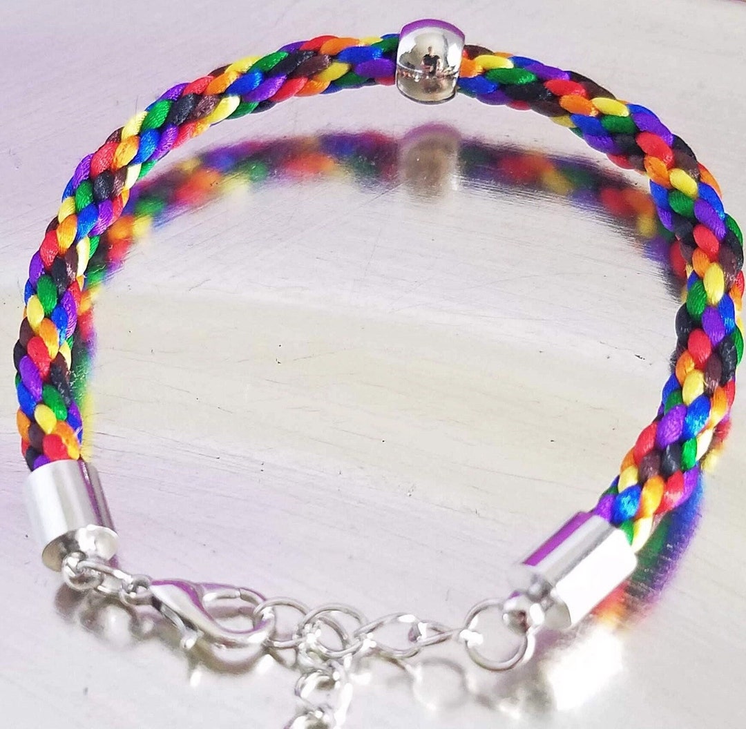 LGBTQ Pride Bracelet, Hand-braided Satin Thread in Mix of LGBTQ Pride ...