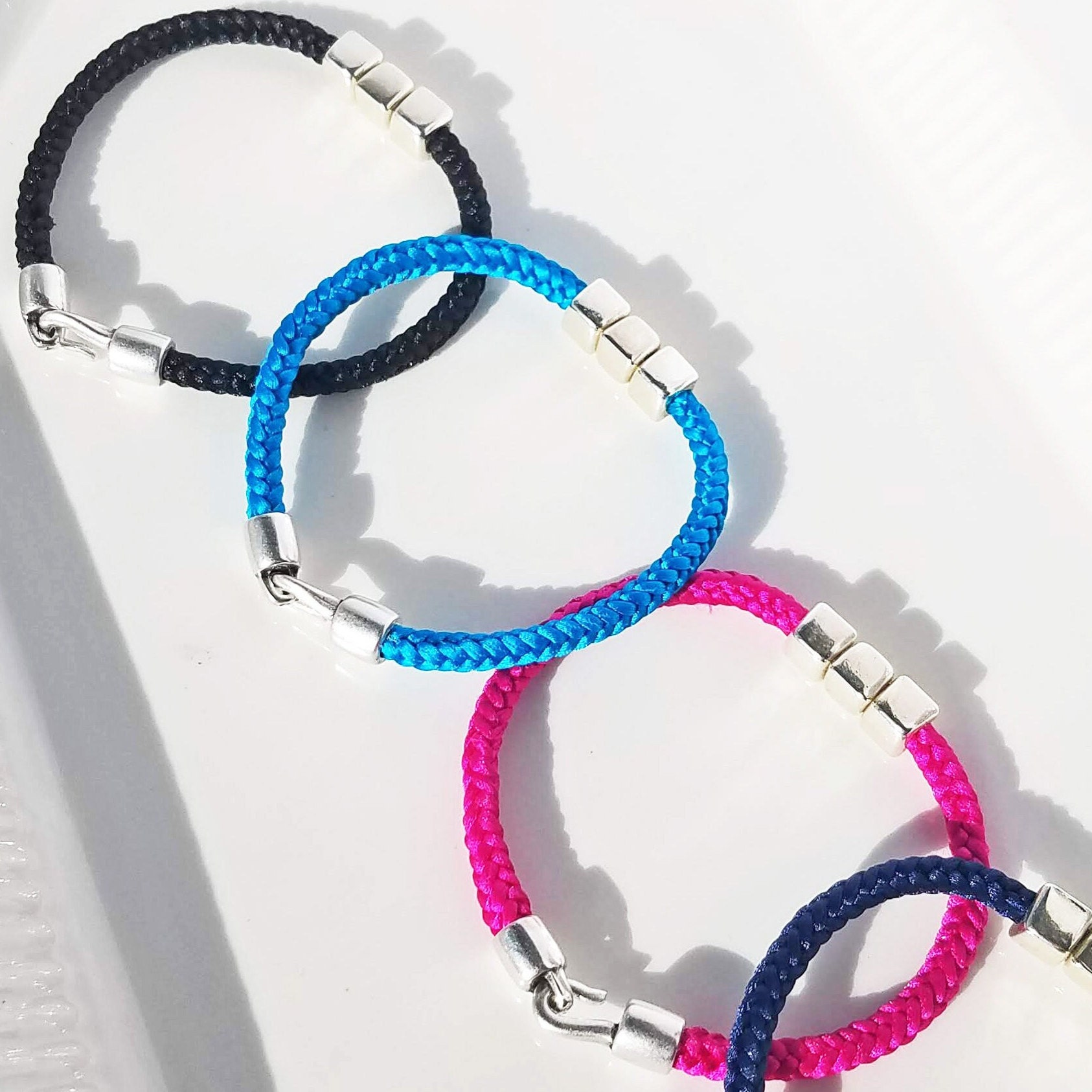 Square Bead Bracelets in Custom Colors Hand-braided Satin - Etsy