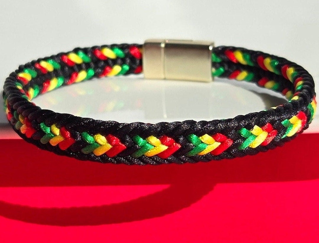 Black History Month Bracelet, Hand-woven Satin Thread in BLM Colors ...