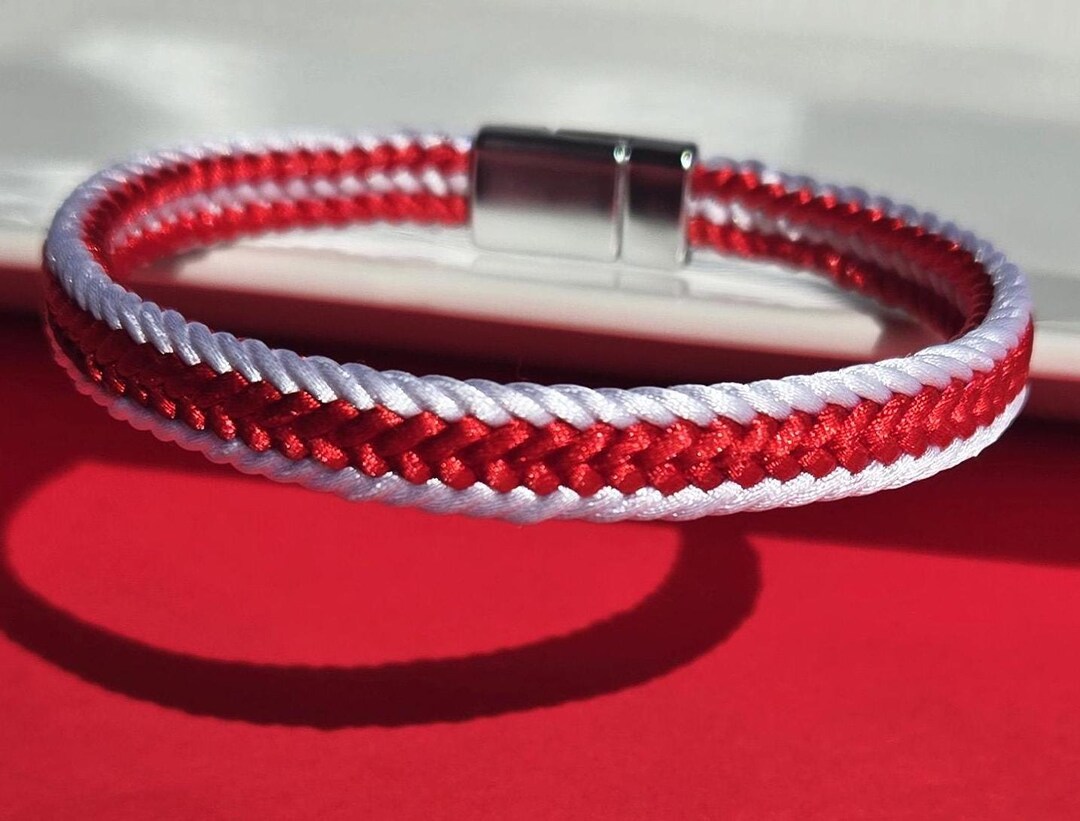 Nurse Thin Red Line Bracelet, Nurse Bracelet Hand-woven Red/white Satin ...