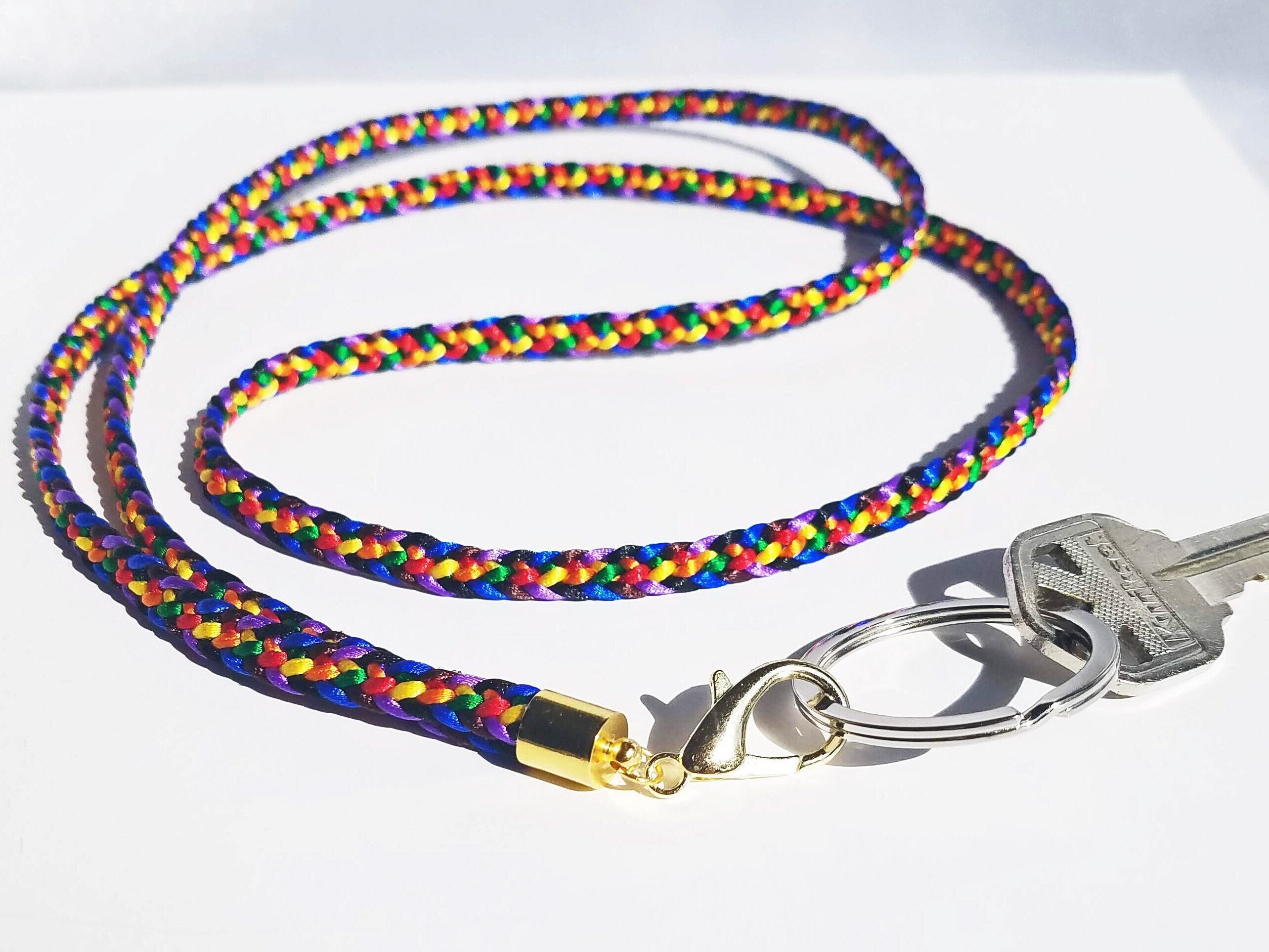 LGBTQ Pride Custom Lanyard: Hand-braided Satin Thread in - Etsy
