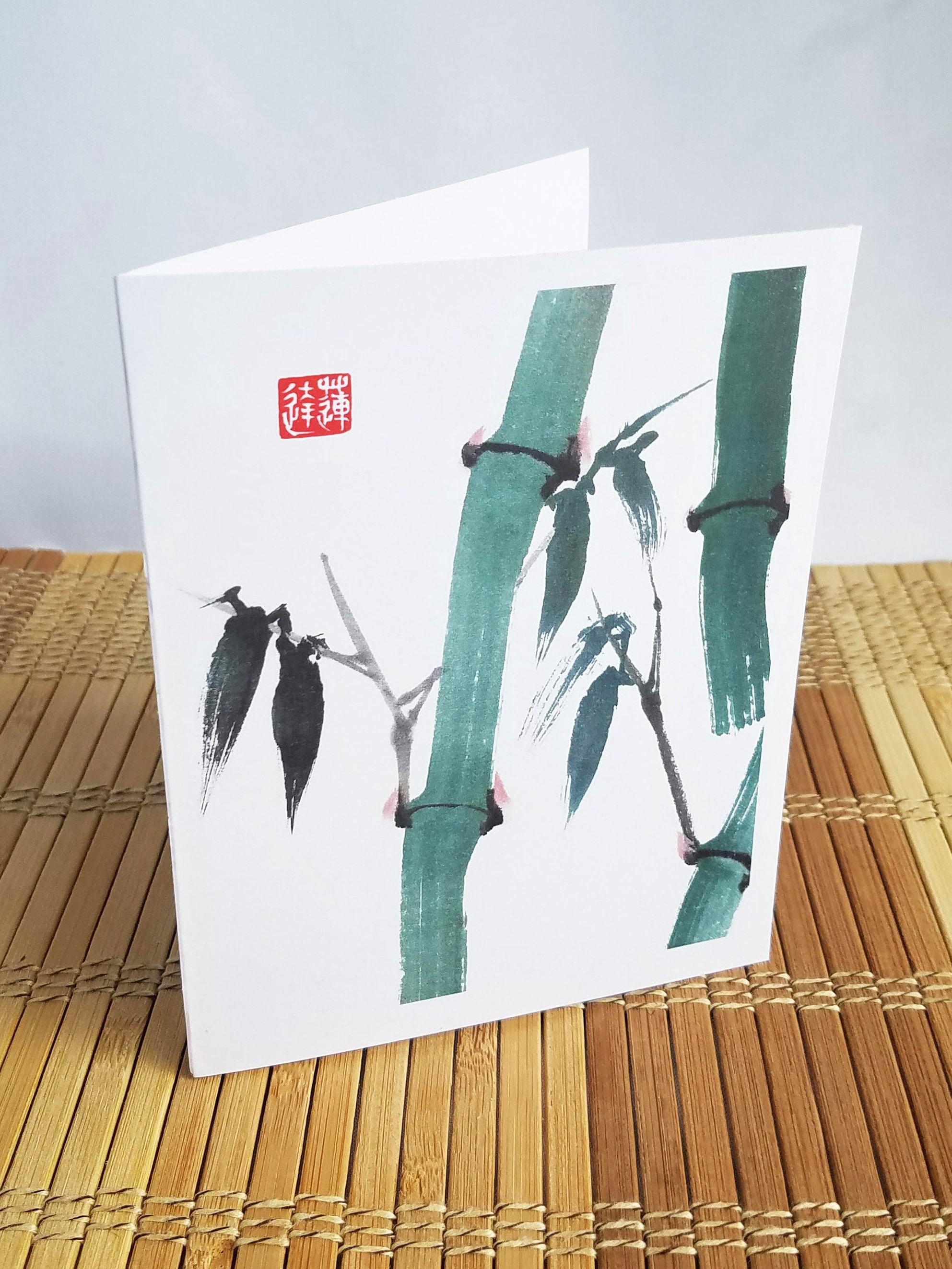 Bamboo Watercolor Painting Note Cards: Asian Greeting Card Set - Etsy