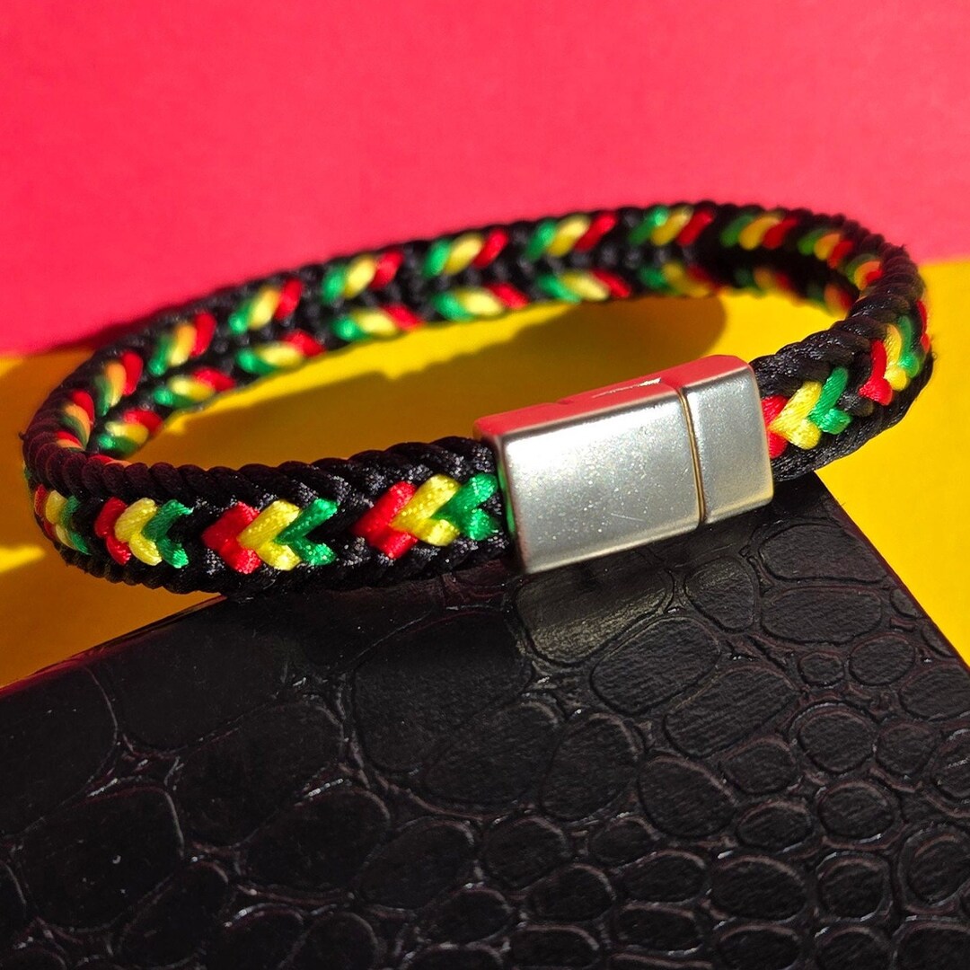 Juneteenth Celebration Bracelet, Hand-woven Satin Thread in BLM Colors ...