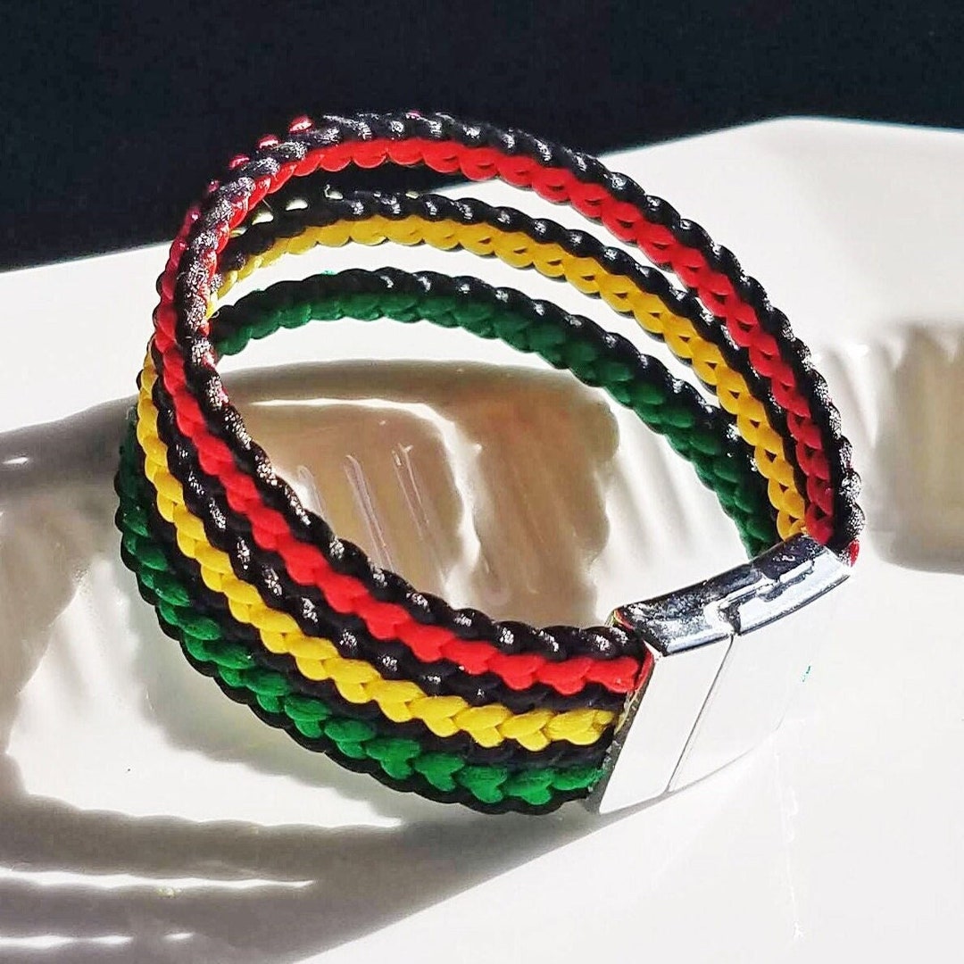 Juneteenth Bracelet, Black History Month Gift, 3 Hand-woven Satin ...